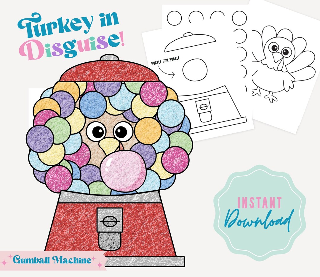 Turkey in Disguise Printable, Disguise a Turkey, Gumball Turkey, Hide ...