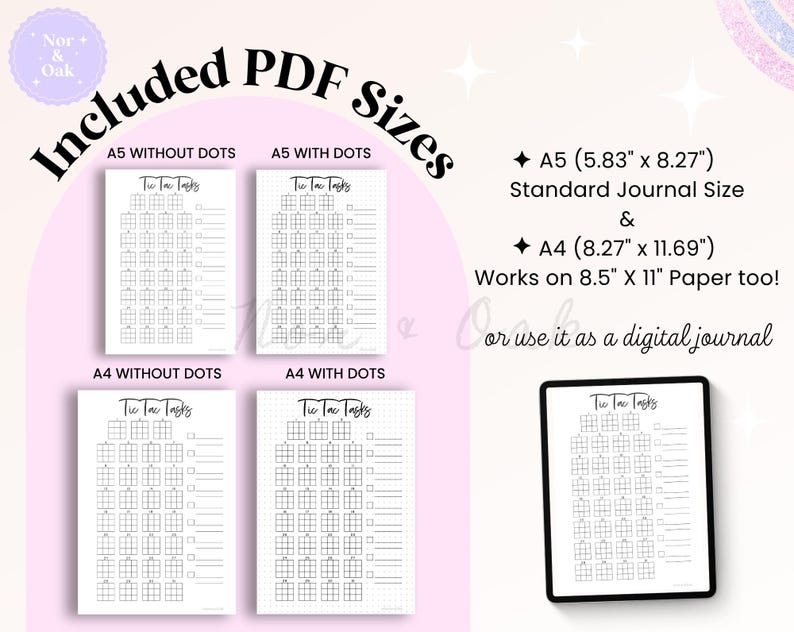 Tic Tac Tasks, Printable Journal Page, Task Tracker, Task Tracking ...