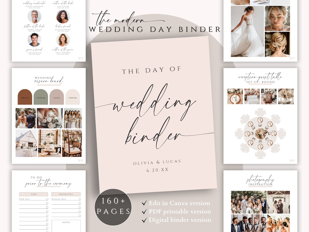 Wedding Day Binder Template, Digital Wedding Planner, Wedding Day ...