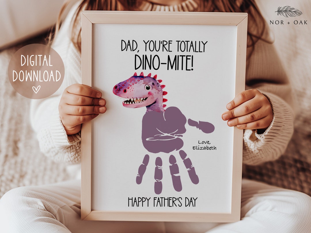 Fathers Day Handprint Craft, Fathers Day Gift, Fathers Day Print, Dino ...