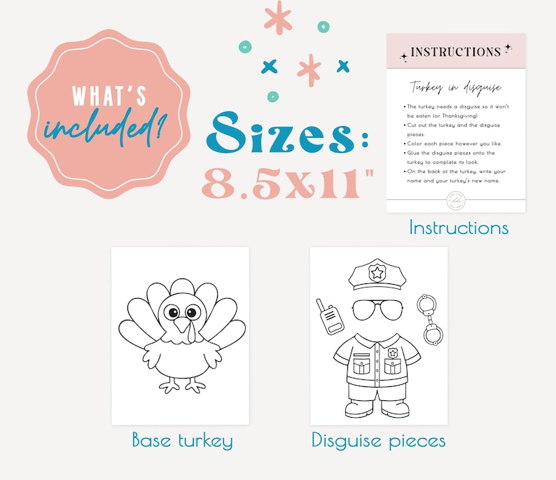 Disguise a Turkey, Turkey in Disguise Printable, Police Turkey, Hide ...