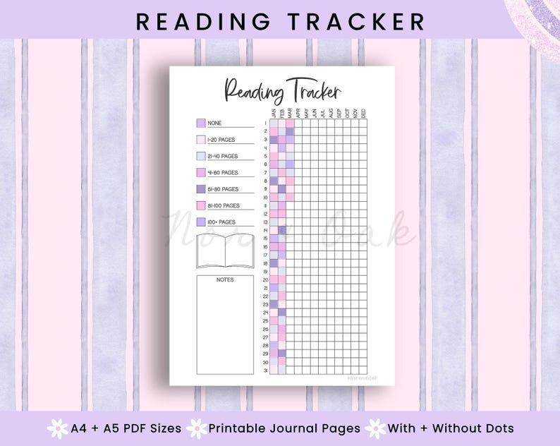 Reading Tracker Printable, Journal Page Printable, Page Read Tracker ...