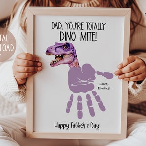 Fathers Day Handprint Craft, Fathers Day Gift, Fathers Day Print, Dino ...