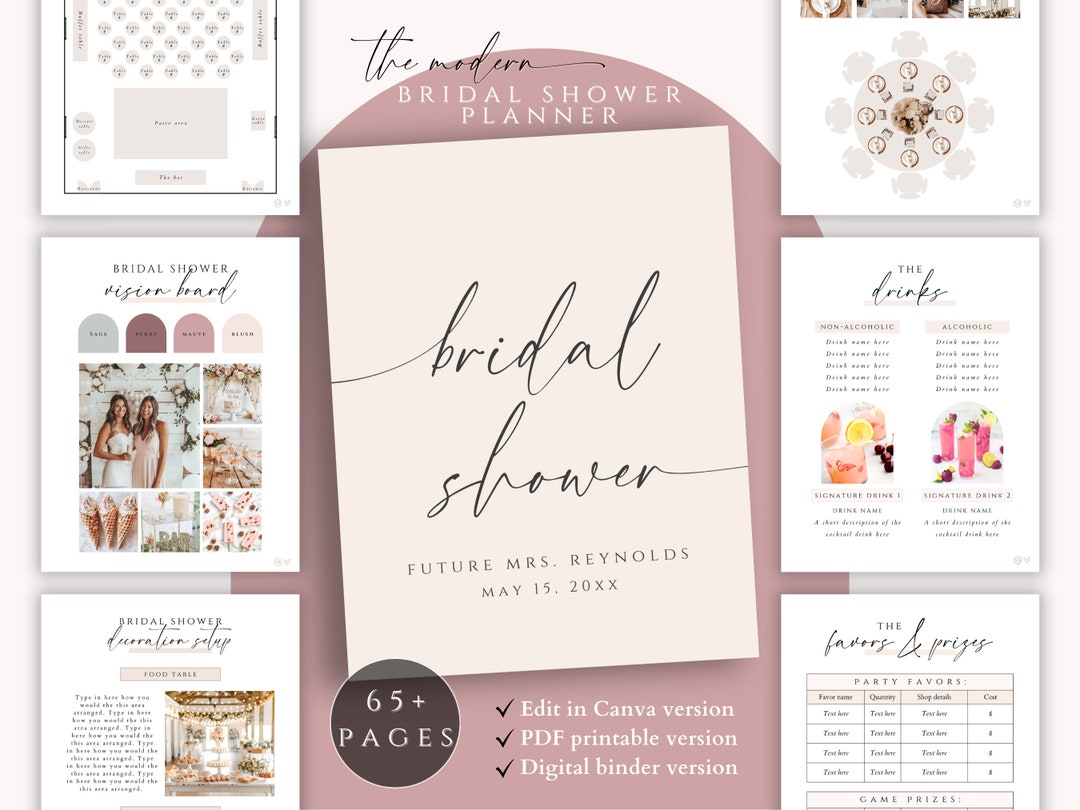 Bridal Shower Planner Book Template, Wedding Shower Planner, Bridal ...