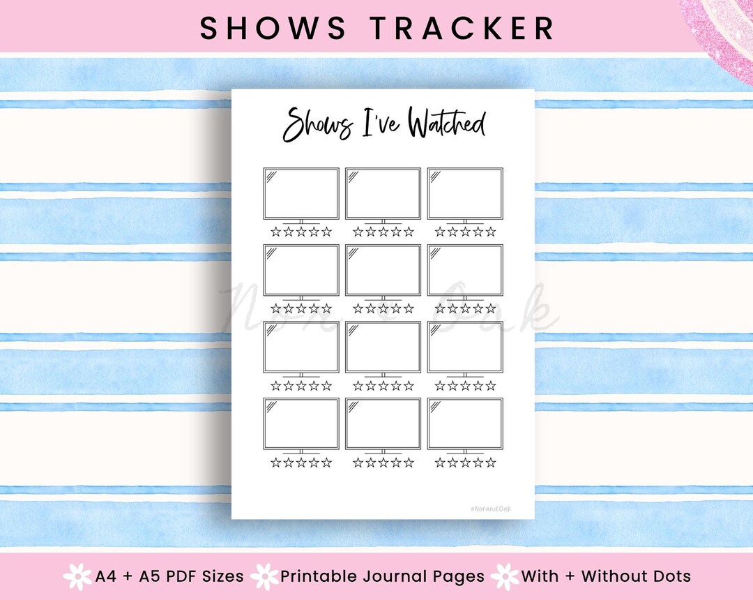 Shows Watched Tracker Printable, Journal Printable Page, Series Tracker ...