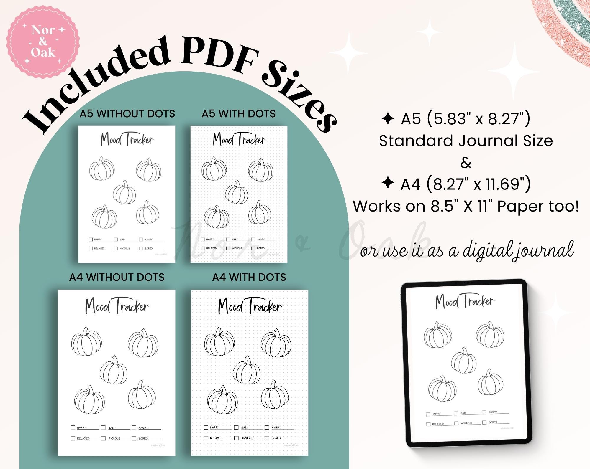 Pumpkins Mood Tracker Printable, Journal Page Printable, Monthly Mood ...