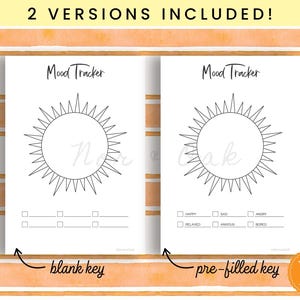 Sun Mood Tracker Printable, Journal Page Printable, Monthly Mood ...