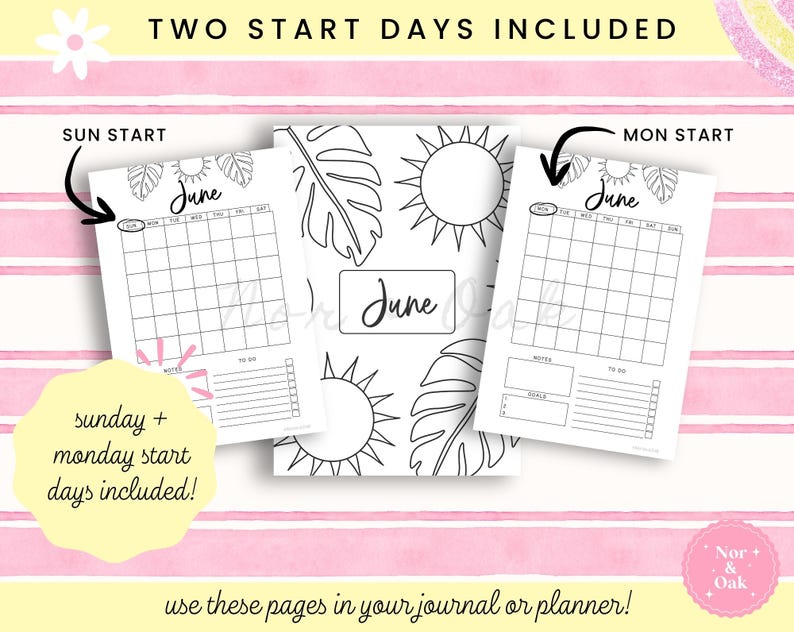 Printable Calendar Page June, Journal Printable, June Title Page, June ...