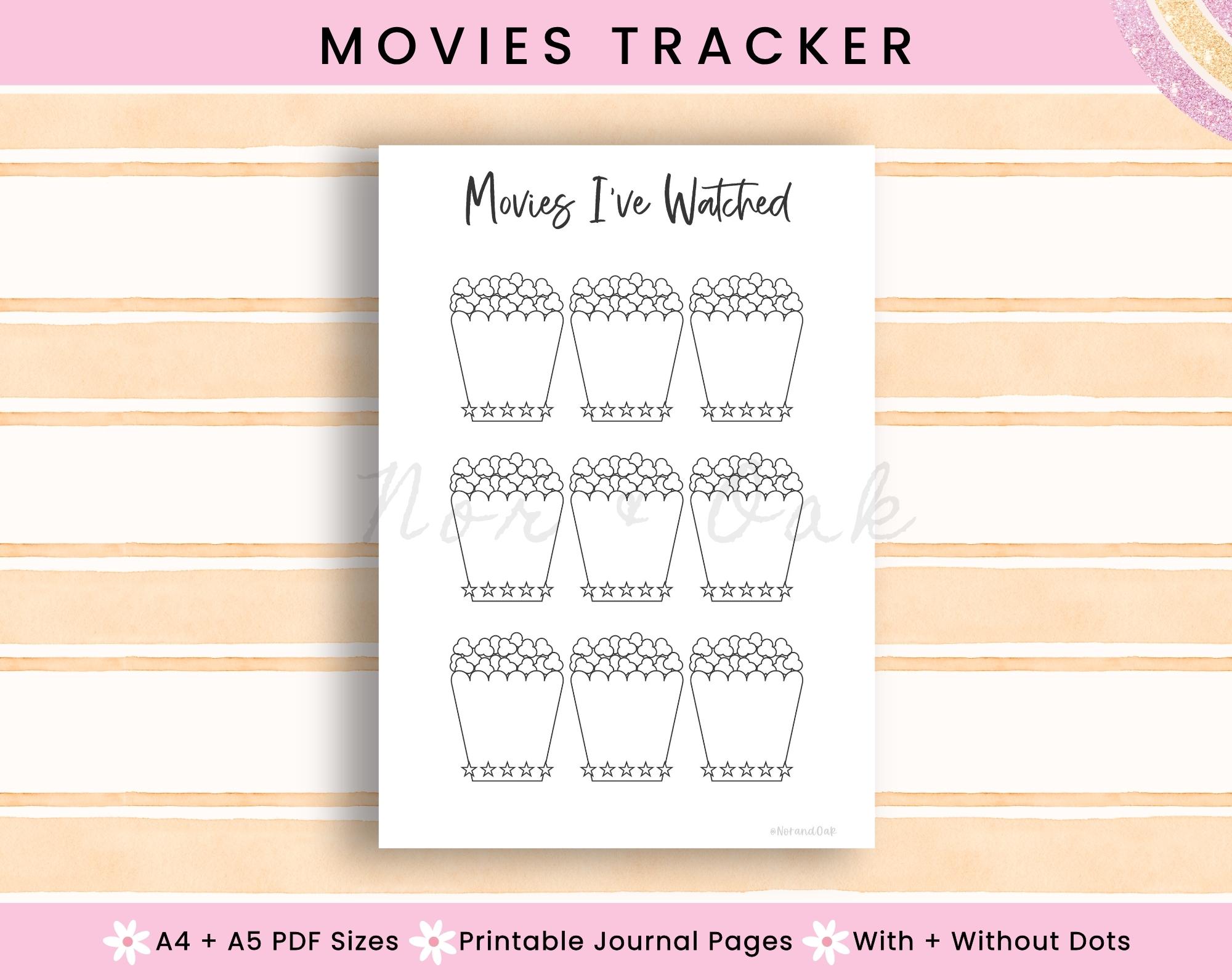 Movie Tracker Printable, Journal Printable Page, Movie Watchlist, Movie ...