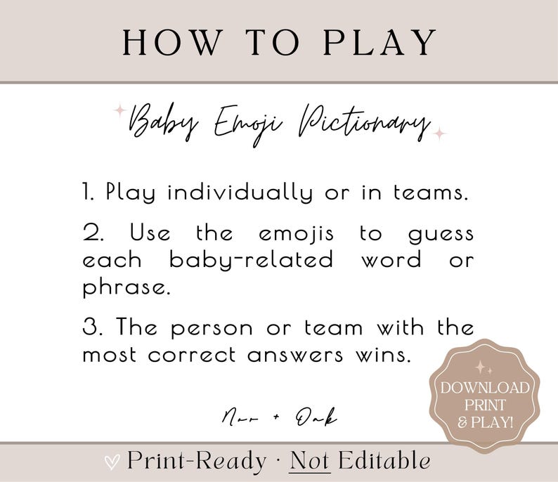 Baby Shower Emoji Pictionary Game, Baby Shower Game Printable, Instant ...