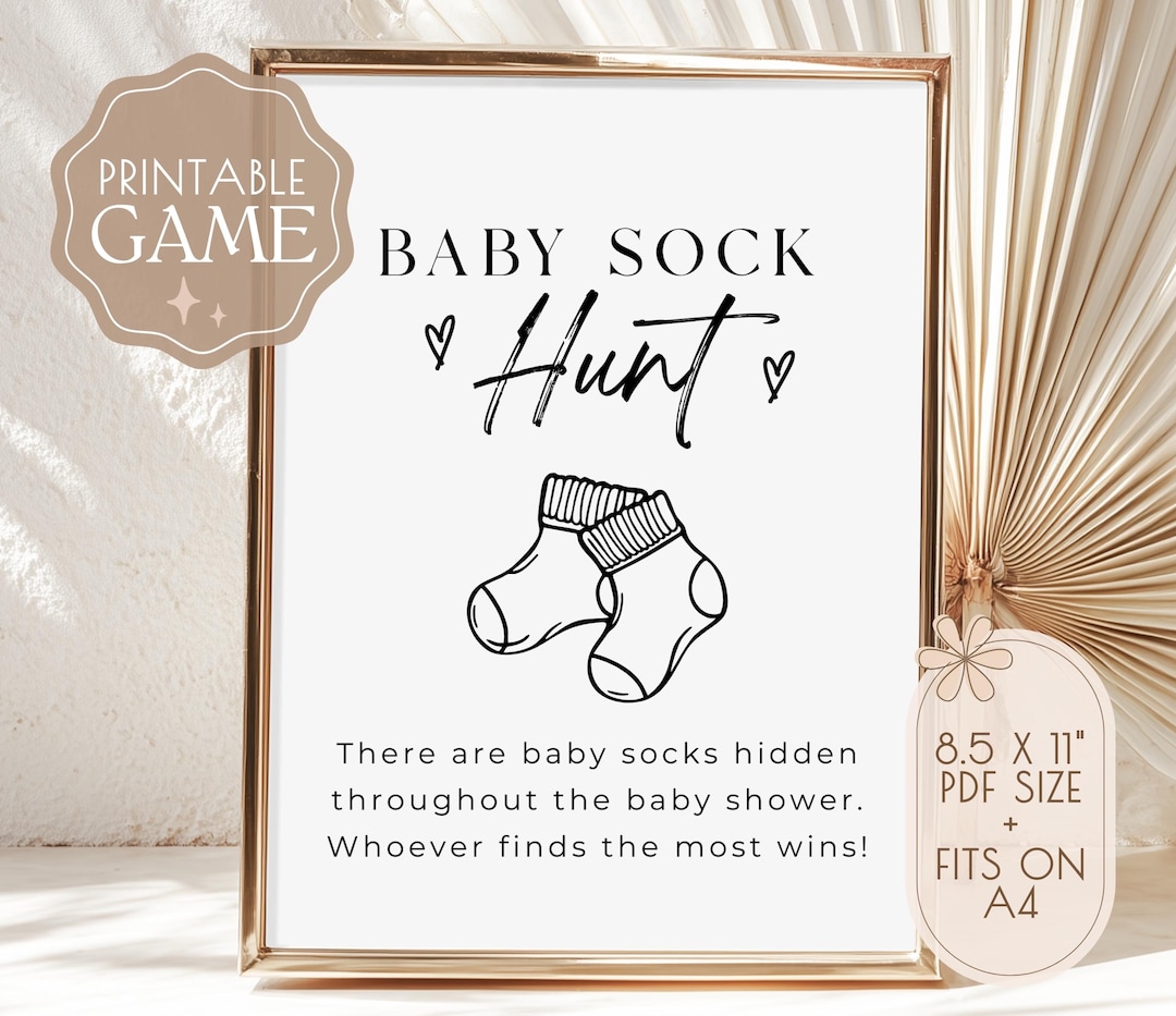 Baby Sock Hunt, Baby Shower Game Printable, Gender Neutral Baby Shower ...