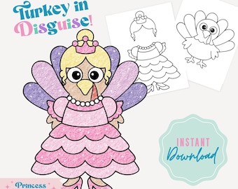 Disguise a Turkey, Turkey in Disguise Printable, Mermaid Turkey, Hide ...