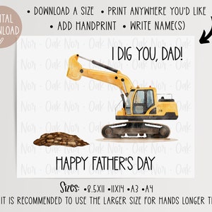 Fathers Day Handprint Craft, I Dig You Dad, Fathers Day Gift, Fathers ...