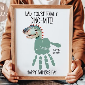 Fathers Day Handprint Craft, Fathers Day Gift, Fathers Day Print, Dino ...
