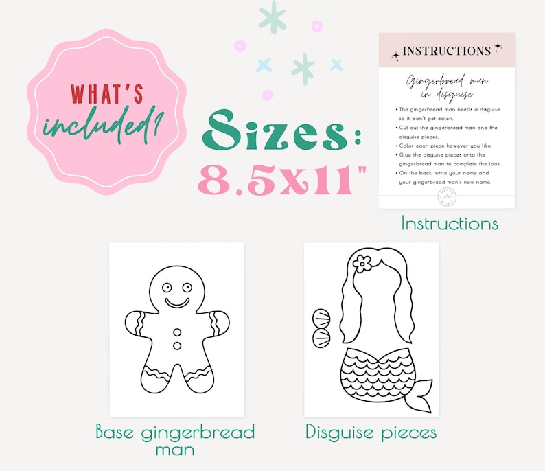 Disguise a Gingerbread Man, Gingerbread Disguise Printable, Mermaid ...