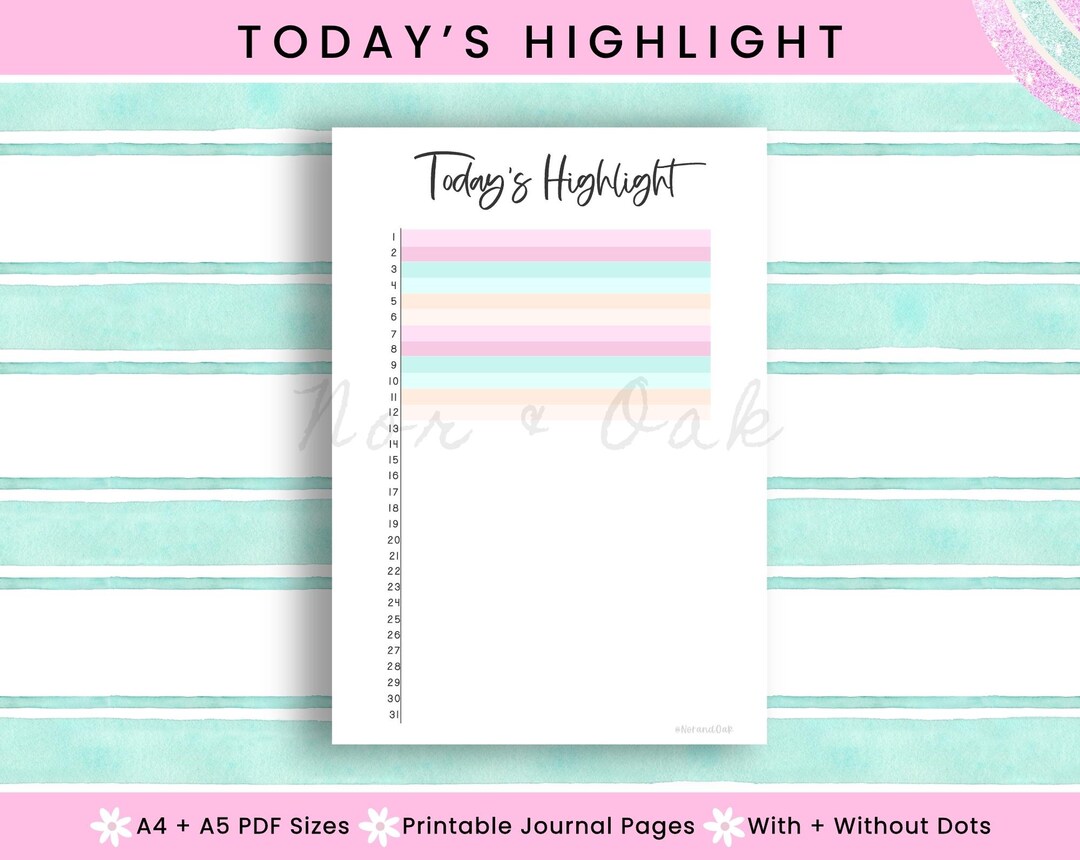 Highlight of the Day, Journal Printable, Daily Gratitude, Today ...