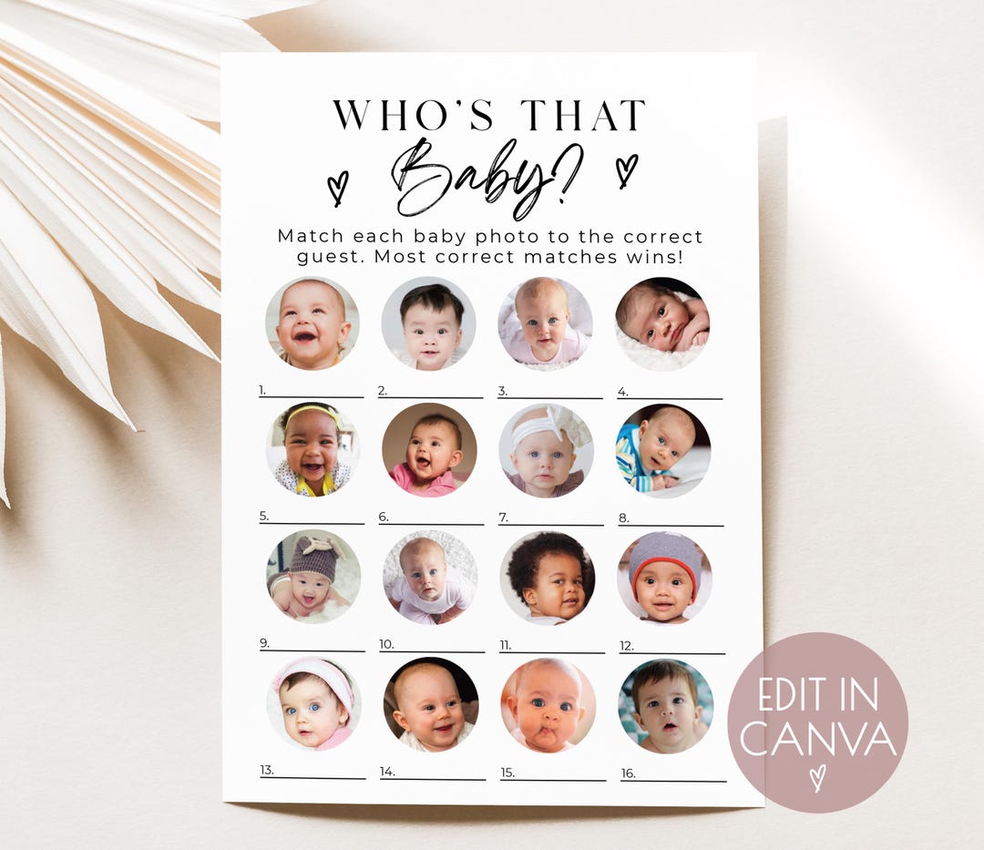 Who's That Baby, Baby Shower Game, Editable Template, Baby Shower ...