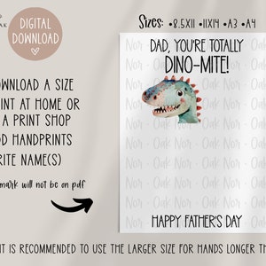 Fathers Day Handprint Craft, Fathers Day Gift, Fathers Day Print, Dino ...