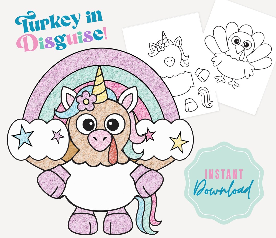Disguise a Turkey, Turkey in Disguise Printable, Unicorn Turkey, Hide ...