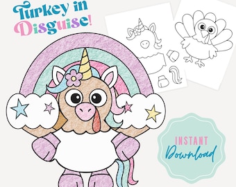 Disguise a Turkey, Turkey in Disguise Printable, Mermaid Turkey, Hide ...