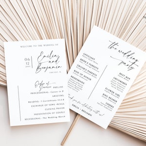 Minimalist Wedding Program Template, Modern Wedding Program, Wedding ...