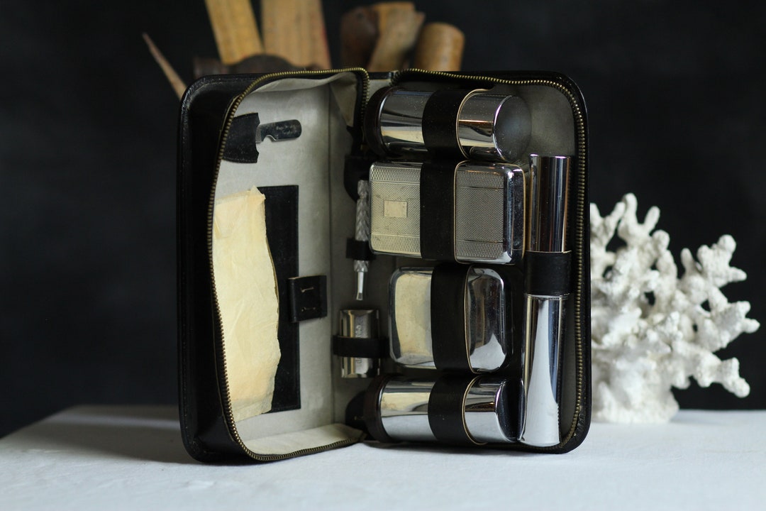 Midcentury Men’s ‘gillette’ Travel Set. Unused. Original Black Leather ...
