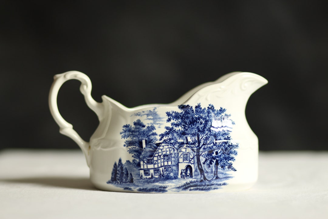 Vintage Ironstone Gravy Boat. Blue and White. J&G Meakin. Whittington ...