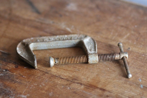 Vintage Cast Metal G clamp. Tool Chest. Industrial. Functional. Woodwork. Vice. Metal. Desk Ornament. Study. Rusted. Aged. Circa 1960s. Etsy UK