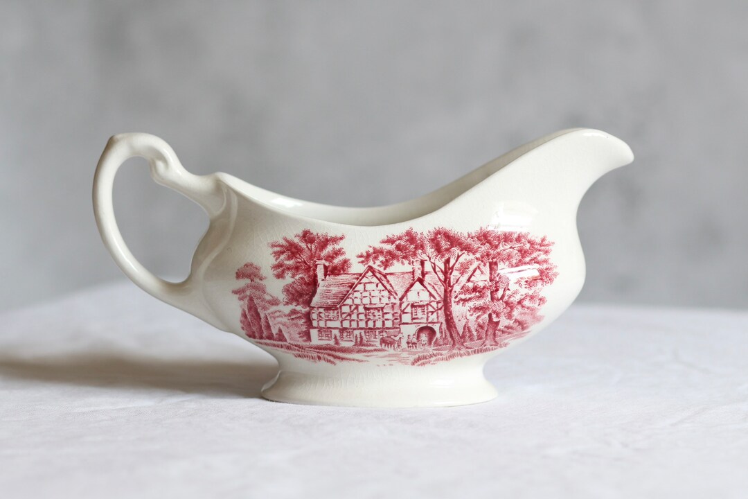 Vintage Ironstone Gravy Boat. Deepest Pink. J&G Meakin. Whittington Inn ...