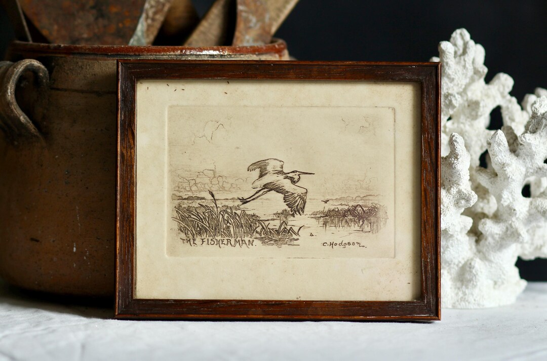 Vintage Sketch by Artist C. Hodgeson: the Fisherman. Circa 1930s ...