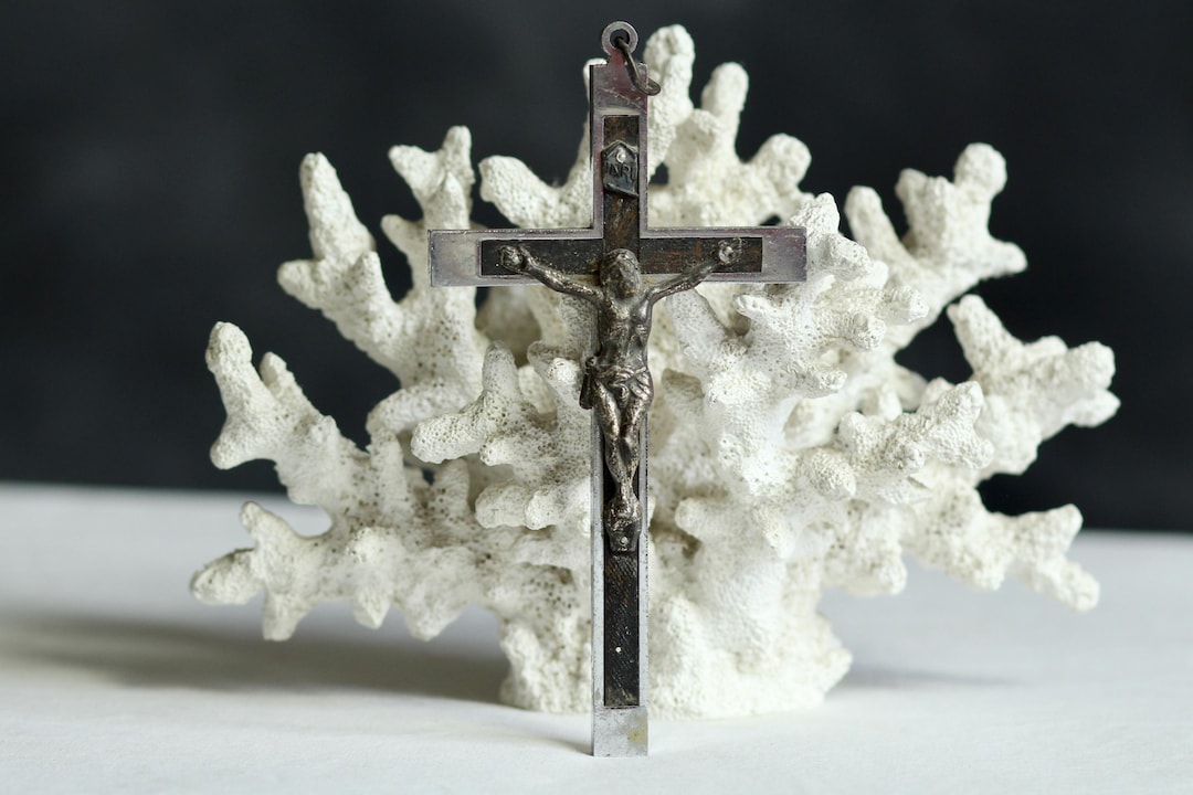 Antique French Crucifix. Ebony Wood + Silver. Pectoral Cross. Jesus ...