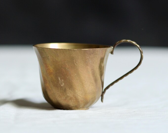 Vintage Brass Teacup. Moulded Metal. Wrought Handle. Elegant. Mug ...