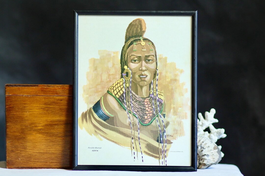 Vintage Art Print: ‘rendile Woman, Kenya’ by Sardar. 1974. Black Frame ...