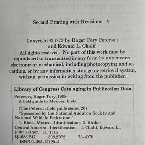 Vintage ‘A Field Guide to Mexican Birds’ by Peterson & Chalif. 1973 ...