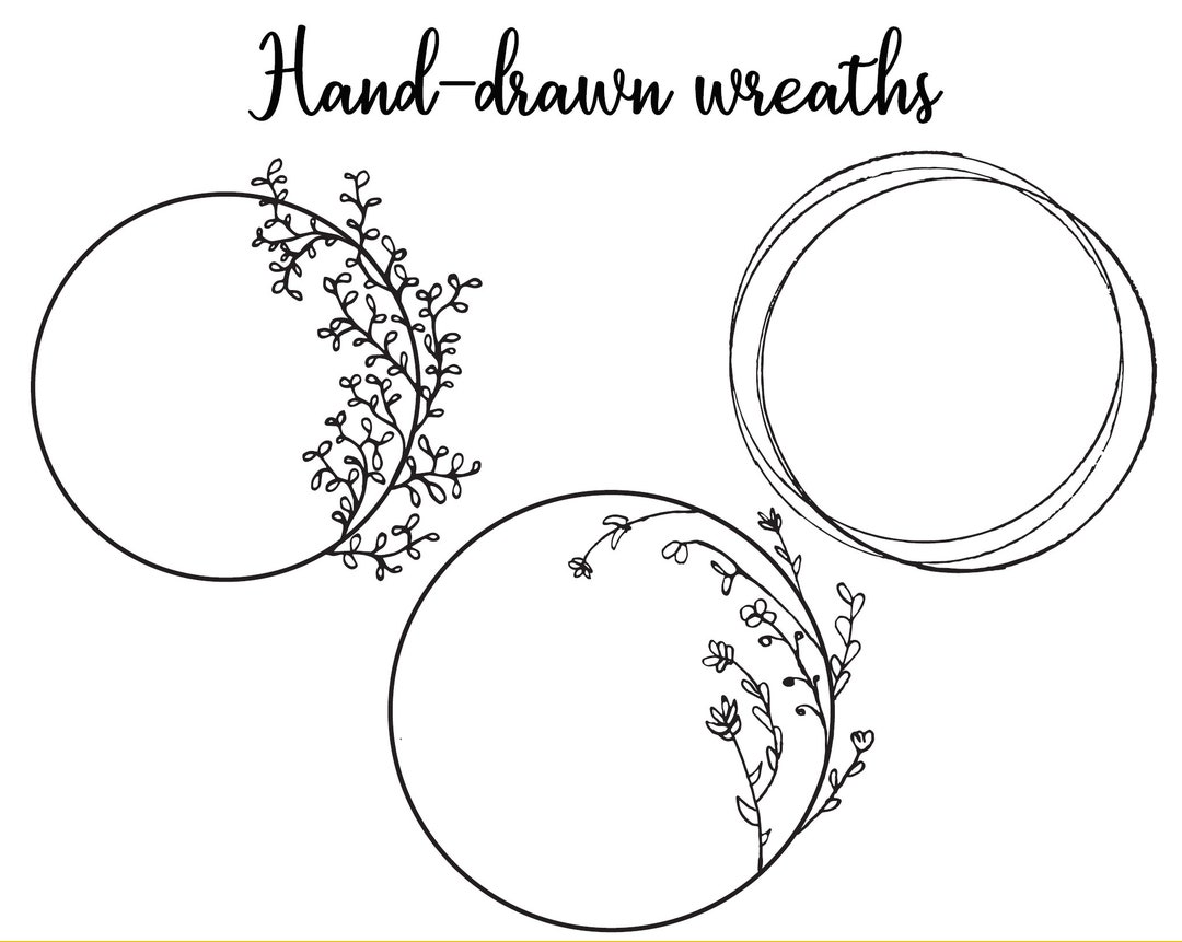 Hand Drawn Floral Wreaths Svg | Flowers Hand Drawn | Floral Svg ...