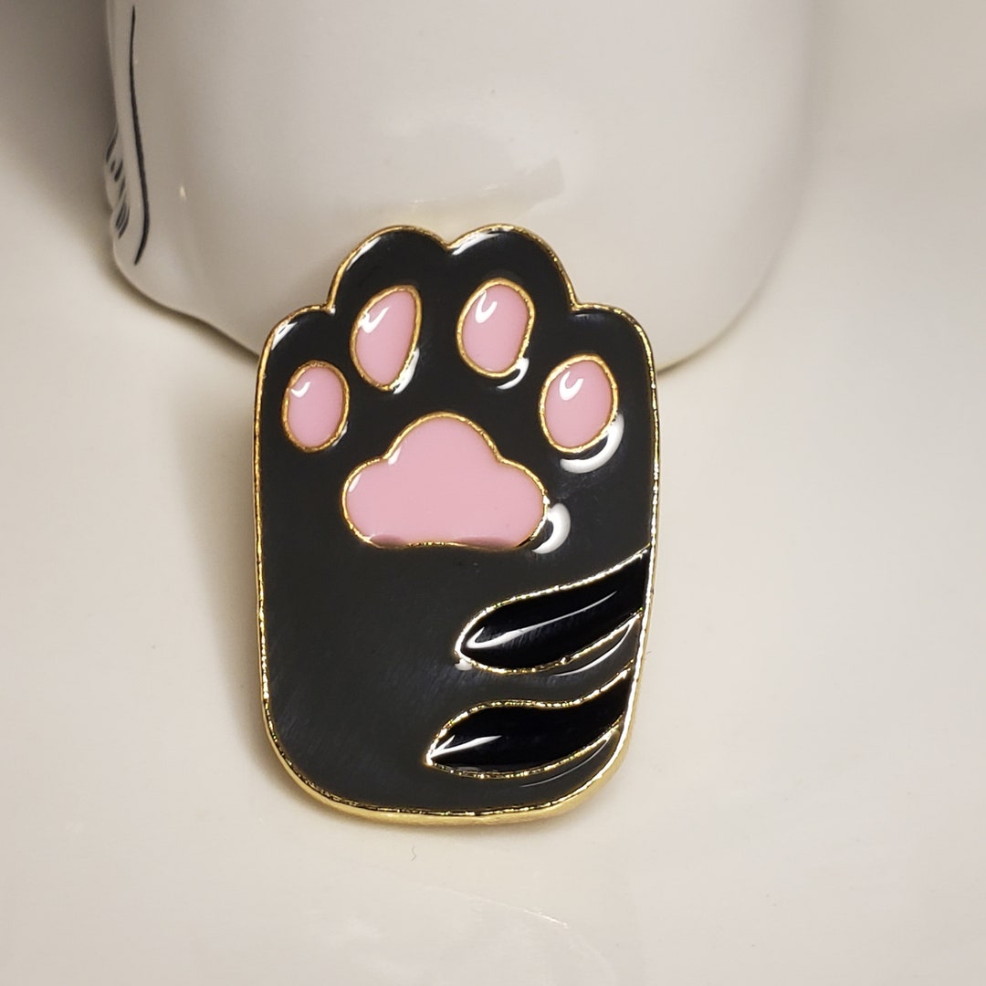 Black Stripe Cat Paw Enamel Pin | Lapel Pin | Pinback | Gray & Black ...