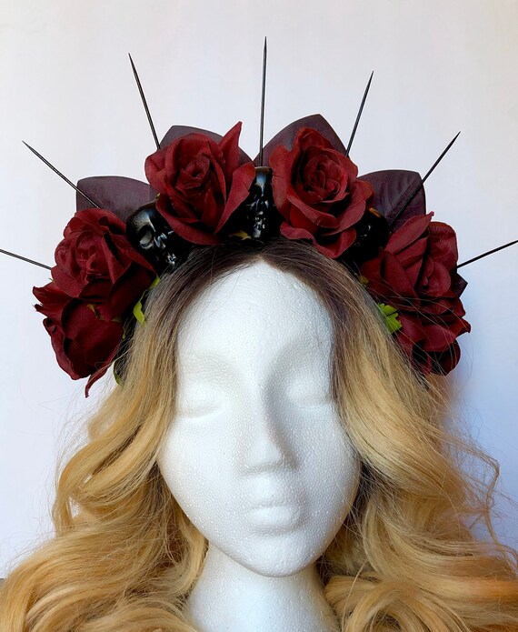 Gothic Skull Witch Crown With Roses & Spikes | Etsy
