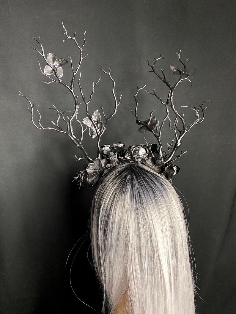 Gothic Forest Witch Black Tree Branch Antler Headdress - Etsy