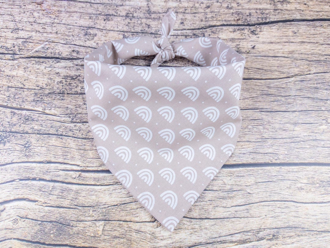 Boho Rainbow Dog Bandana Beige | Tie on Dog Scarf | Boho Dog Bandana ...