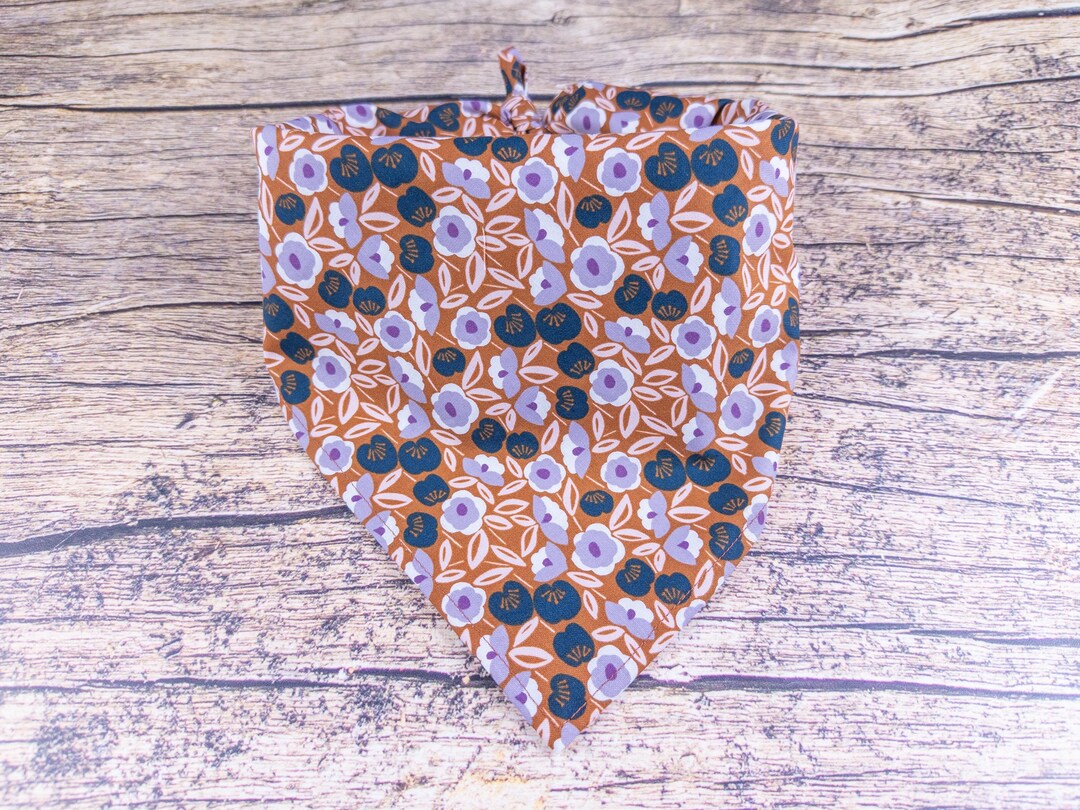 Boho Floral Dog Bandana Brown | Tie on Dog Scarf | Boho Dog Bandana ...