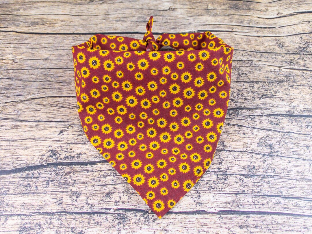 Fall Sunflower Dog Bandana Red | Tie on Dog Scarf | Fall Dog Bandana ...