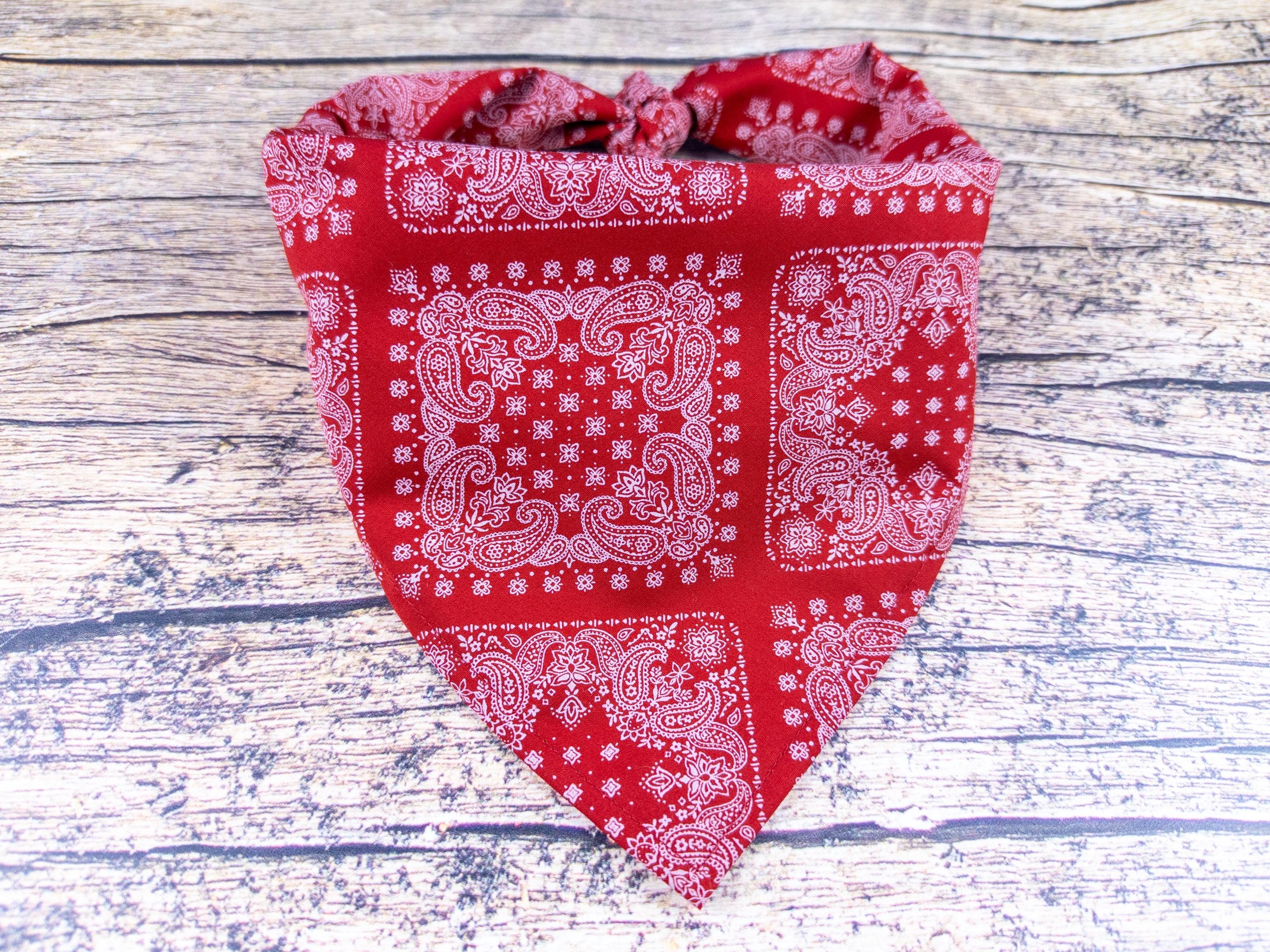 Western Dog Bandana Brick Red | Tie on Dog Scarf | Handkerchief Dog ...