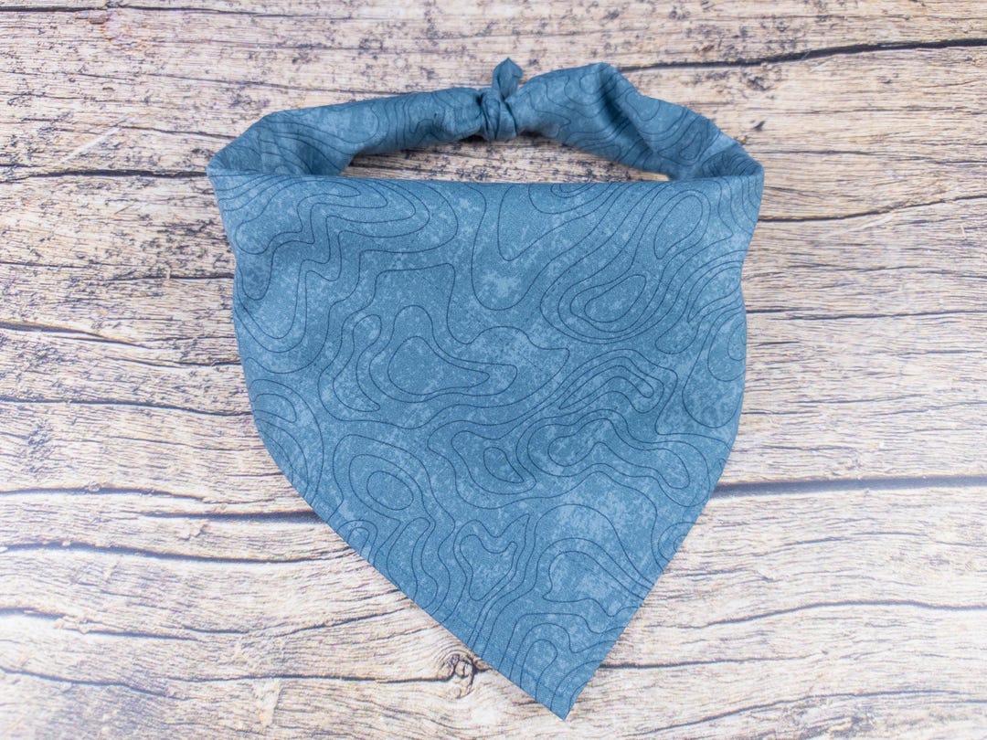 Topographic Map Dog Bandana Blue | Tie on Dog Scarf | Adventure Dog ...