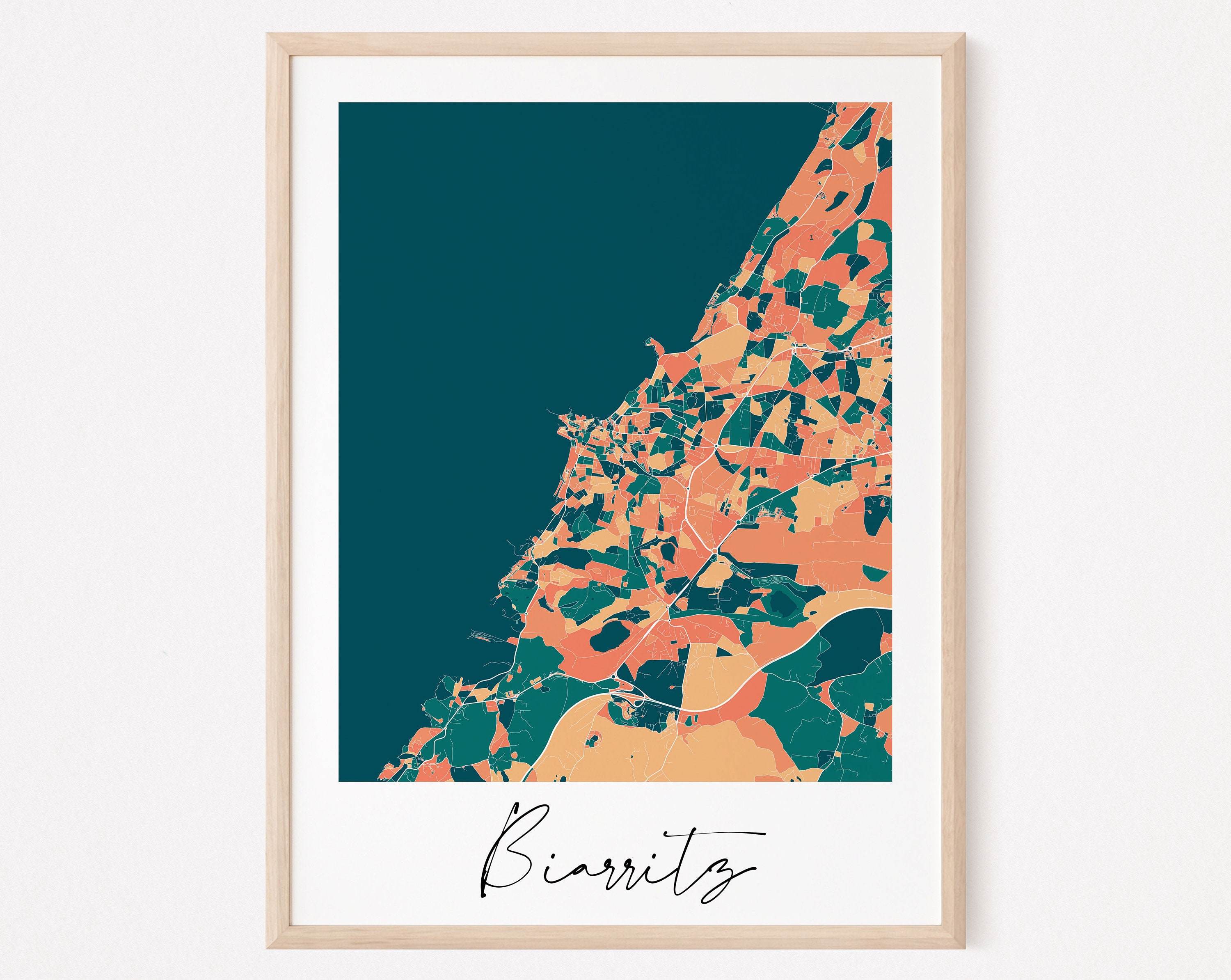 BIARRITZ - Original Map of Biarritz/ City of Biarritz, Biarritz Poster ...