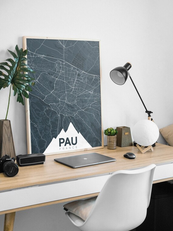 PAU Original Map of Pau/ City of Pau Pau Poster Pau | Etsy