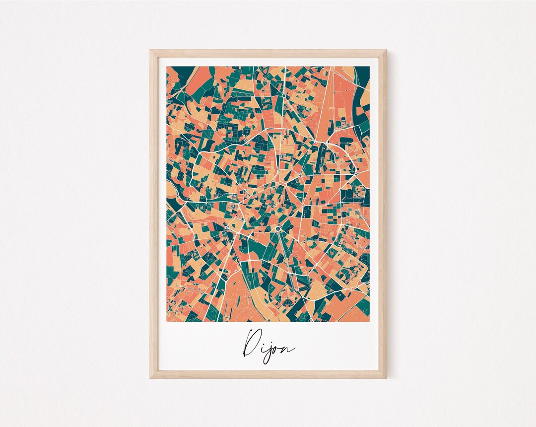 DIJON - Artistic Map of Dijon, Dijon City Poster, Dijon Poster, Dijon ...
