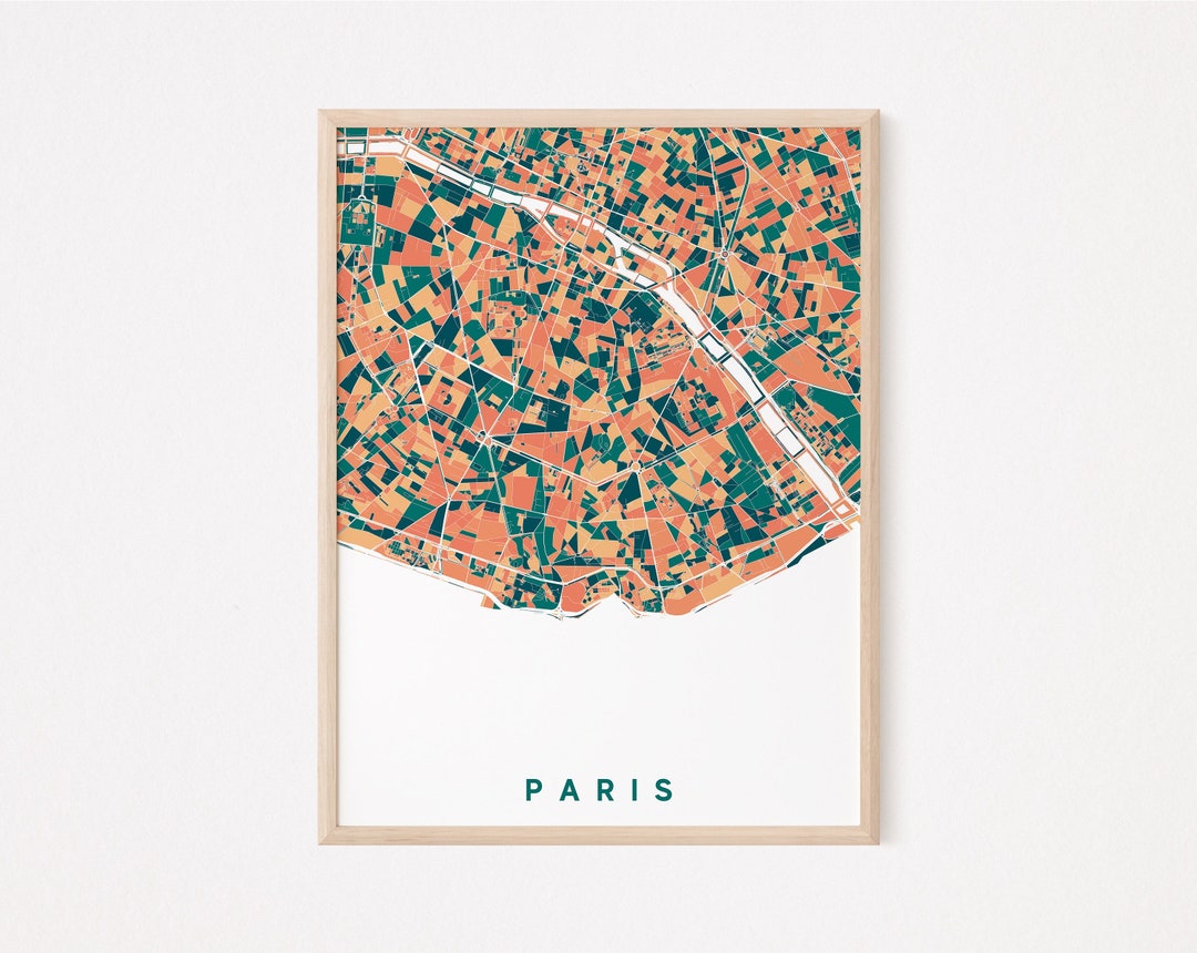 PARIS - Original Map of Paris / City of Paris, Paris Poster, Paris ...