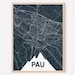 PAU - Original Map of Pau/ City of Pau, Pau Poster, Pau Design, France ...