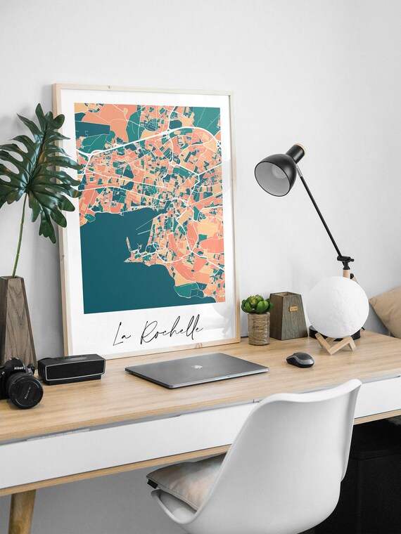Art & Collectibles La-Rochelle Poster Wall Art Print Map World Traveler ...