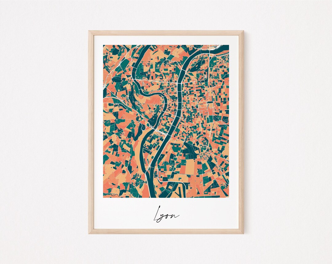 LYON - Original Map of Lyon/ City of Lyon, Lyon Poster, Lyon Design ...
